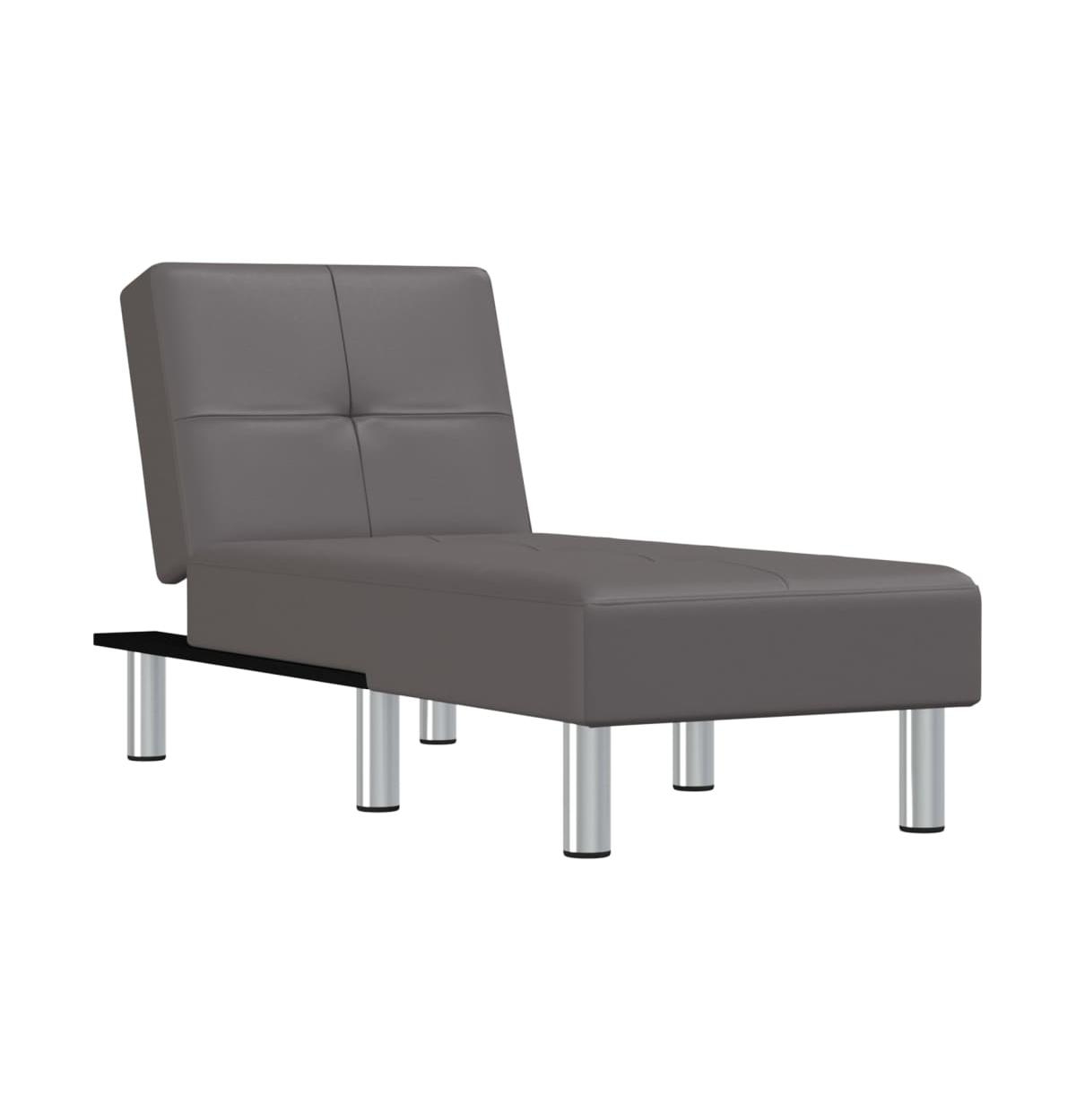 Click here for Chaise Longue Gray Faux Leather - Gray prices