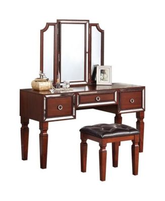 Simplie Fun Elegant Cherry Vanity Set with Tri-Fold Mirror - Macy's