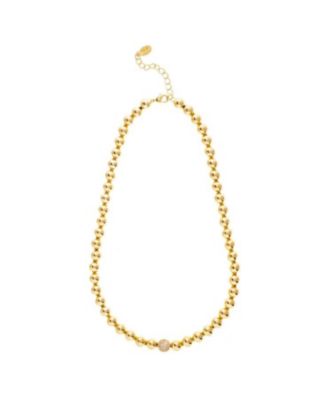Rivka Friedman Polished Bead Strand Necklace with Cubic Zirconia Accent ...