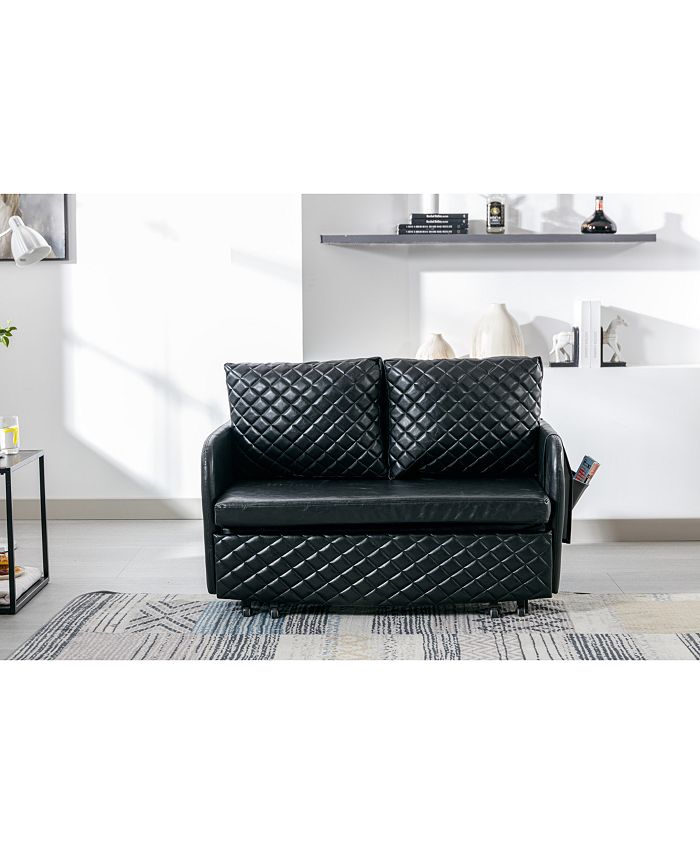 Simplie Fun Convertible Sleeper Sofa Bed, Modern Velvet Loveseat Couch ...