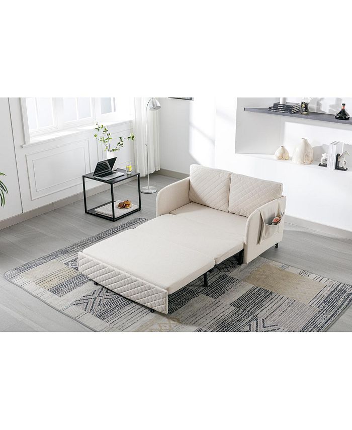 Simplie Fun Convertible Sleeper Sofa Bed, Modern Velvet Loveseat Couch ...
