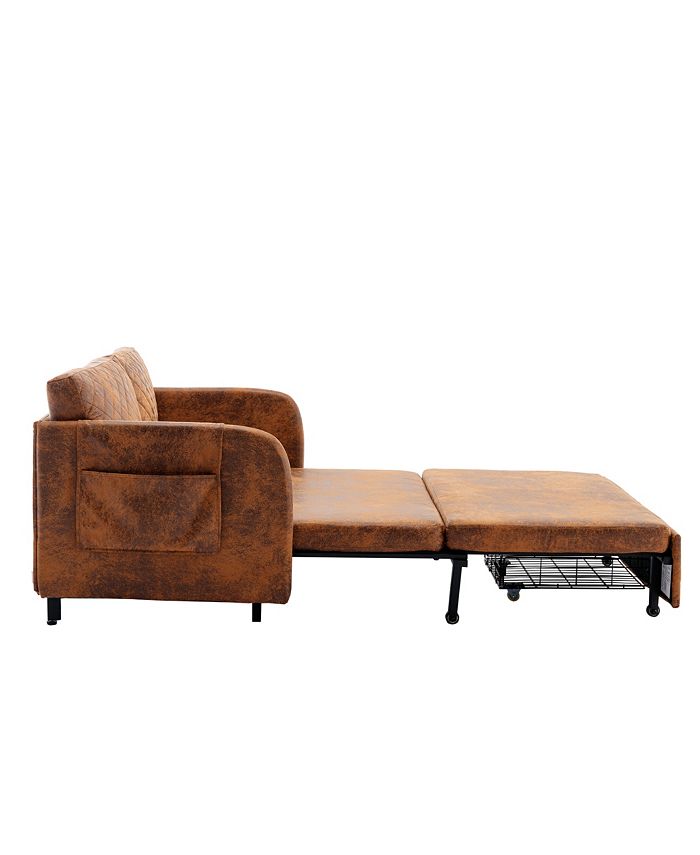 Simplie Fun Convertible Sleeper Sofa Bed, Modern Velvet Loveseat Couch ...