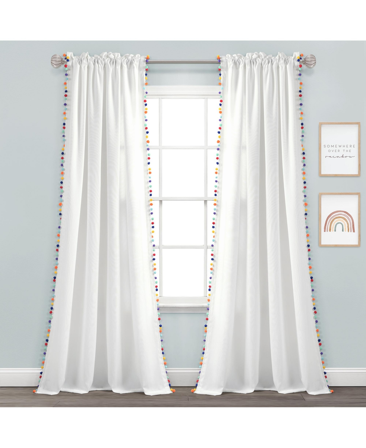 Click here for Lush Decor Pom Pom Window Curtain Panel - Rainbow prices