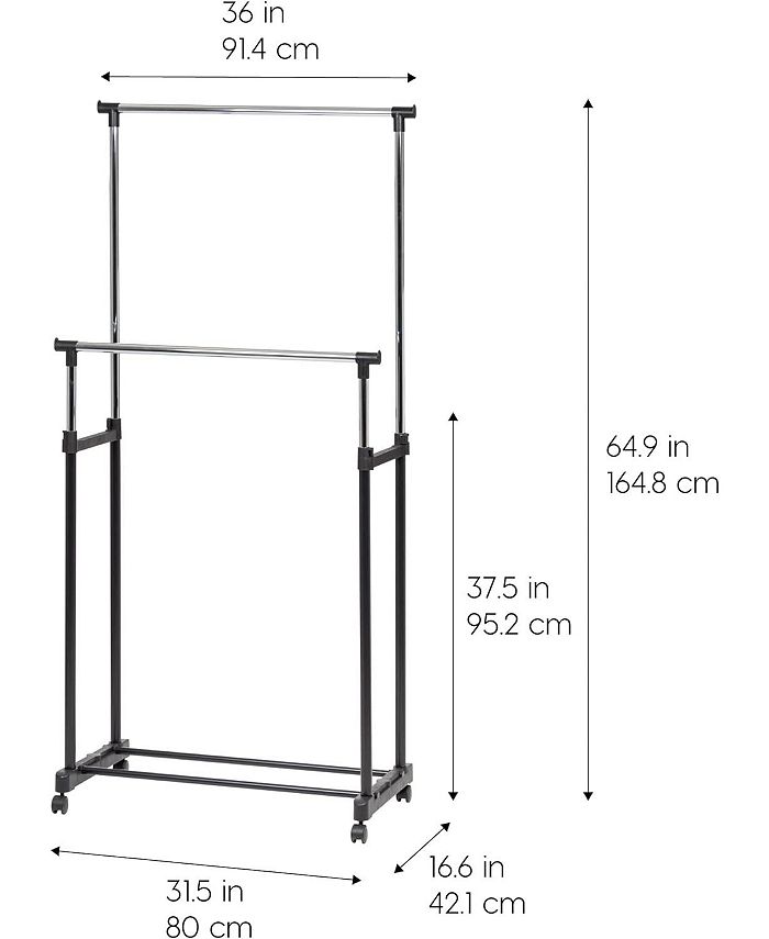 IRIS USA Adjustable Double Rod Clothes Rack, Garment Rack, Clothing ...