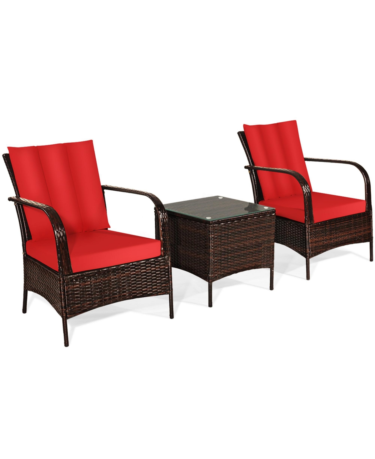 Click here for Gymax 3PCS Patio Rattan Conversation Set Outdoor F... prices