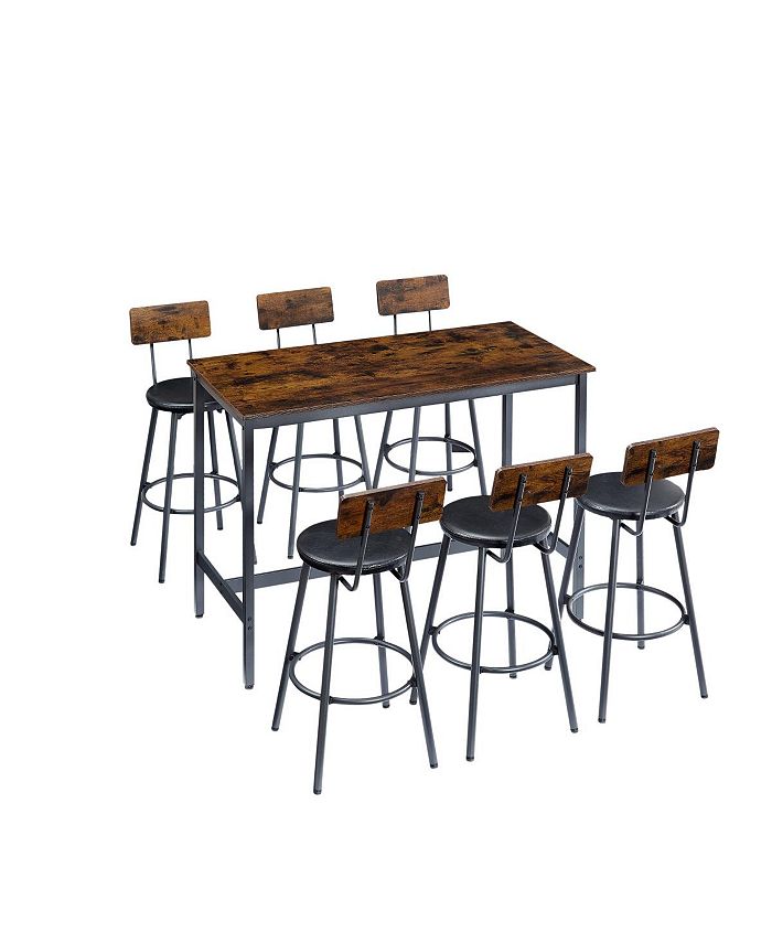 Simplie Fun Industrial Style 7 Piece Pub High Dining Set - Macy's