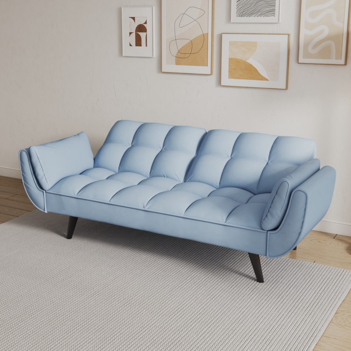 Click here for Streamdale Furniture 57 Blue Sofa Soft Two Armrest... prices