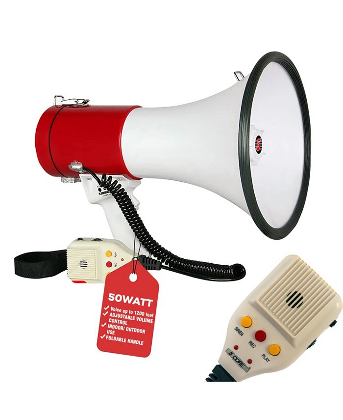 5 Core Portable Megaphone Speaker Battery Power 50W Bullhorn w Siren ...