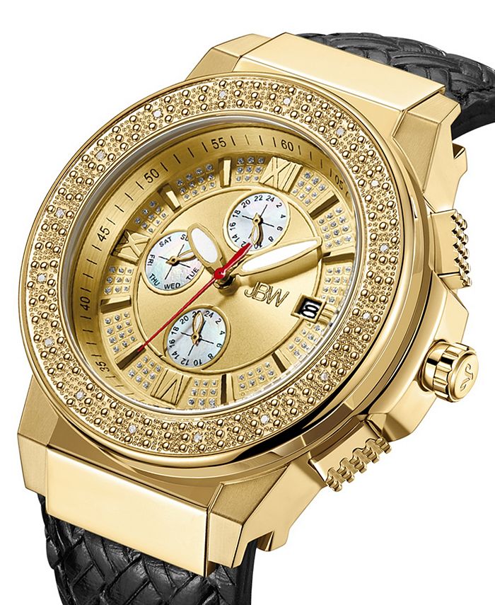 Jbw Men's Saxon Diamond (1/6 ct.t.w.) 18k Gold Plated Stainless Steel ...