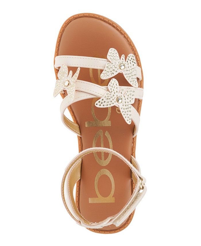 Bebe Big Girl's Strappy Sandal with Rhinestone Butterfly Appliques ...