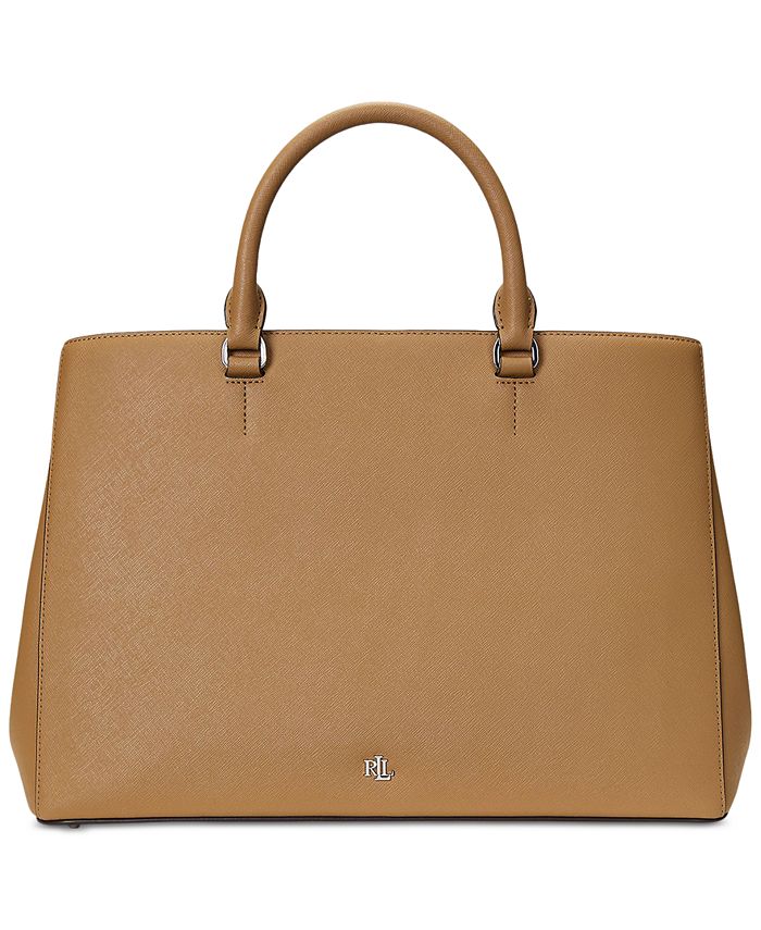 Lauren Ralph Lauren Crosshatch Leather Large Hanna Satchel - Macy's