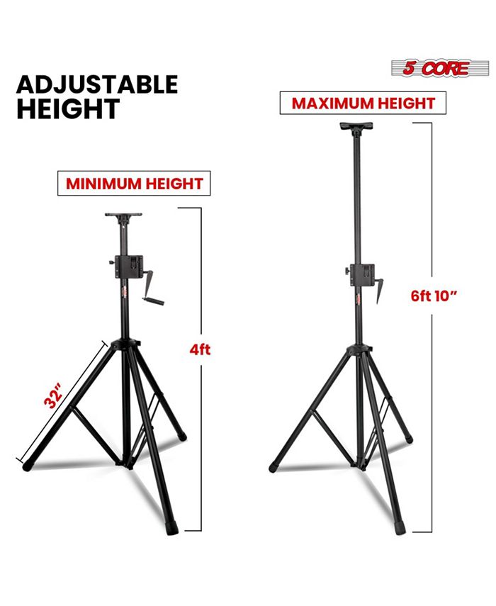 5 Core Speaker Stand Tripod Crank Up Height Adjustable Tall Heavy Duty ...
