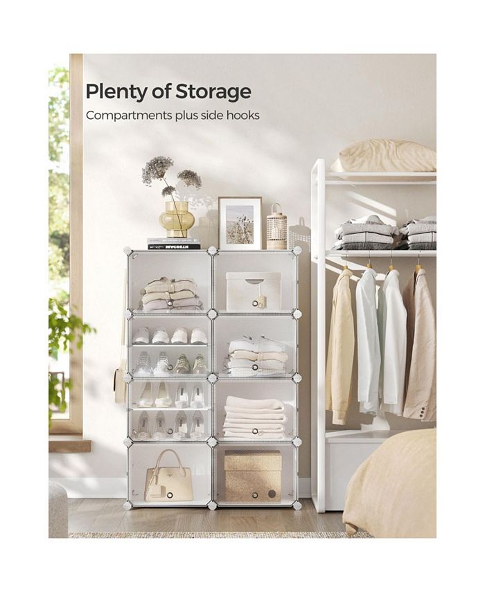 Slickblue Interlocking Shoe Rack, Cubes Shoe Organizer with Doors ...