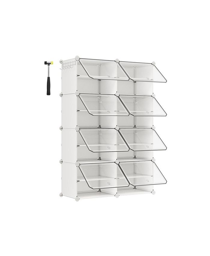 Slickblue Interlocking Shoe Rack, Cubes Shoe Organizer with Doors ...