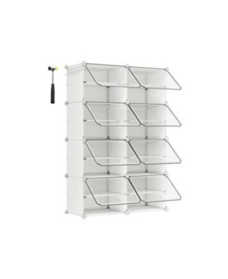 Slickblue Interlocking Shoe Rack, Cubes Shoe Organizer with Doors ...