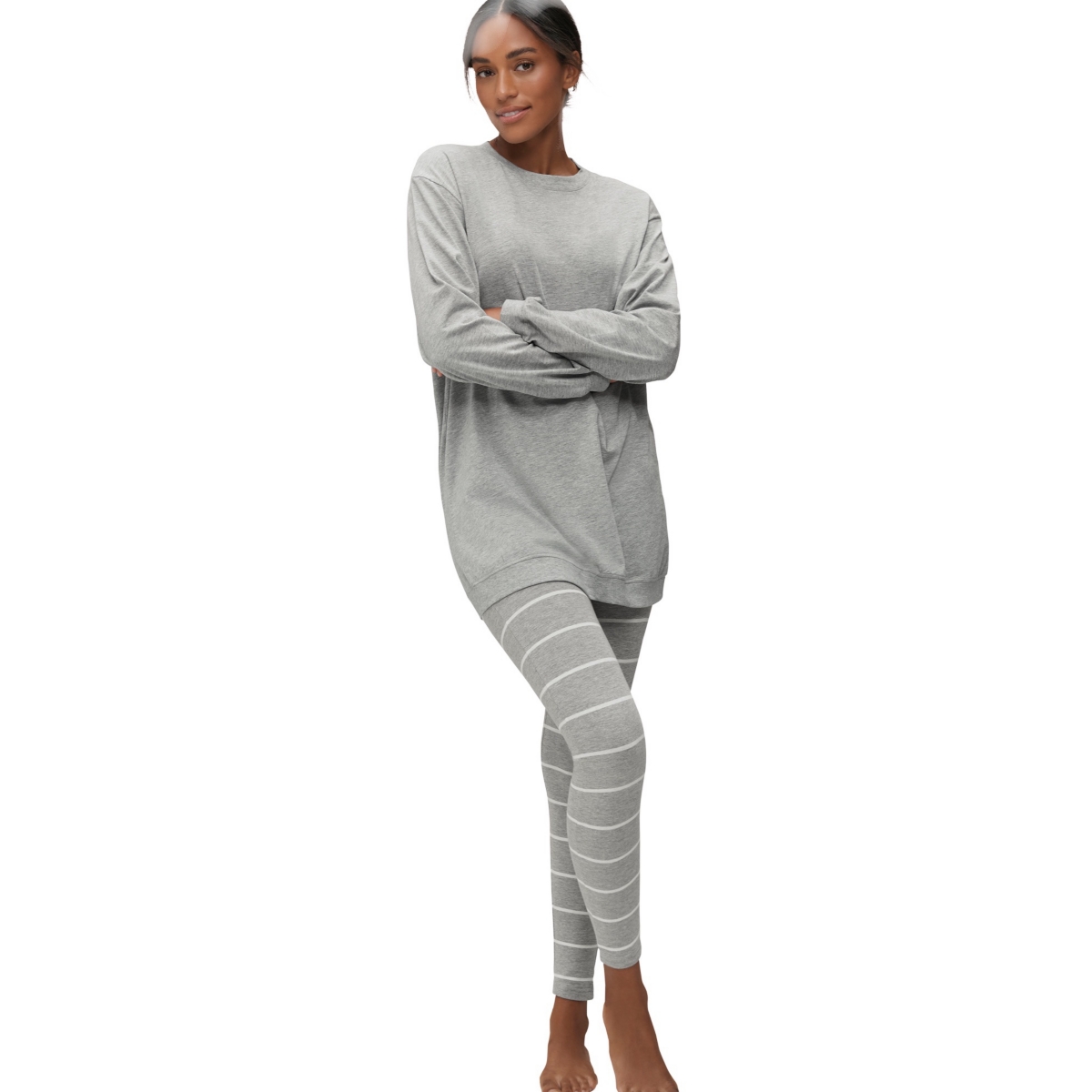 Click here for Ellos Plus Size 2-Piece Tunic & Legging Pj Set - H... prices