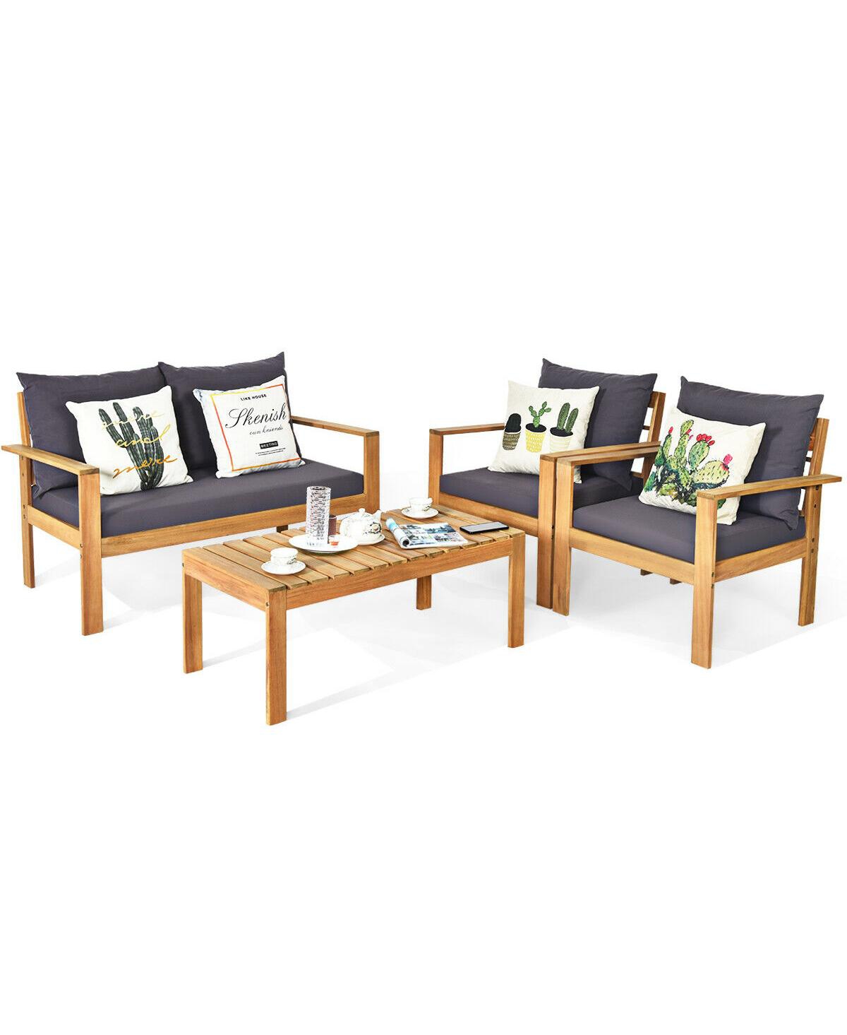Click here for Inolait Outdoor 4 Pieces Acacia Wood Conversation... prices
