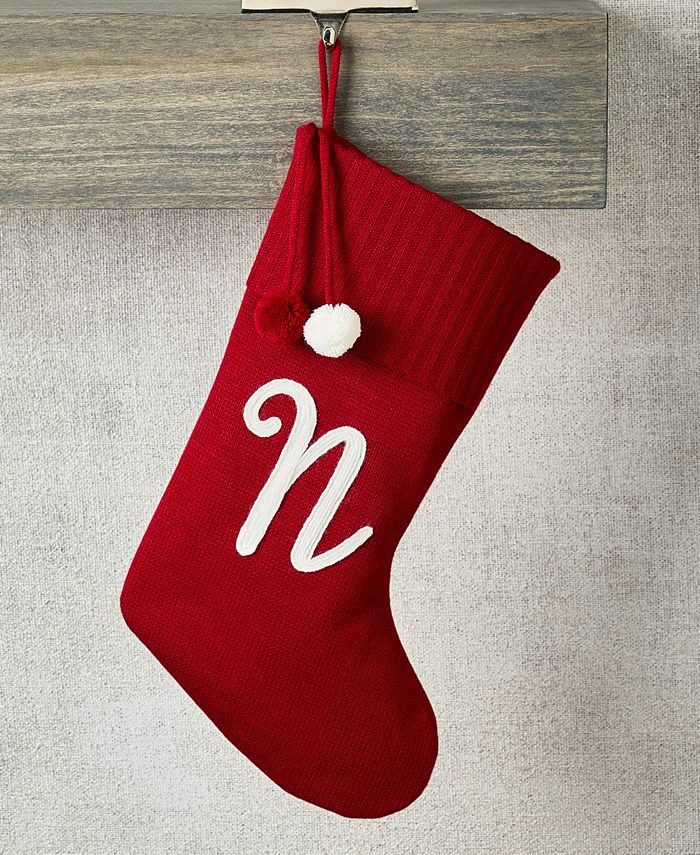 Holiday Lane Stockings N Initial Stocking, Created for Macy's - Macy's