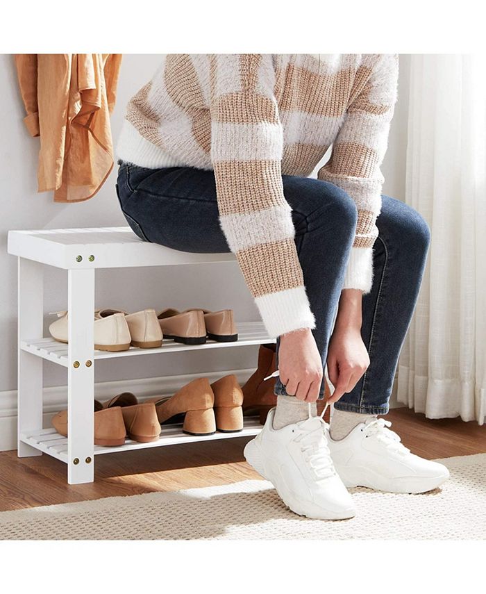 Slickblue White 3-tier Wicker Shoe Storage Rack - Macy's