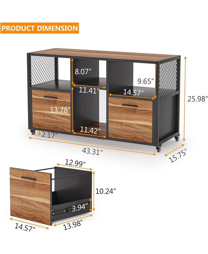 Tribesigns 2 Drawer Wood File Cabinets, Modern Mobile Lateral Filing Cabinet for Letter/ A4 Size ...