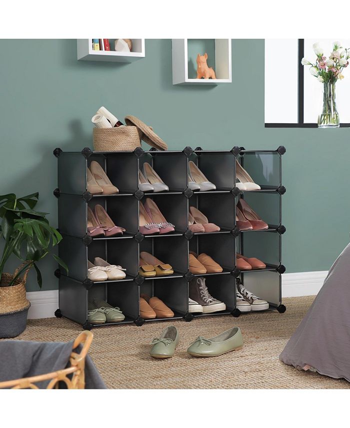 Slickblue Shoe Rack, Space Saving 15-cube Plastic Shoe Storage ...