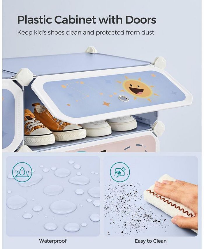 Slickblue Kids' Shoe Rack with Doors, 12-Slot Stackable Storage ...