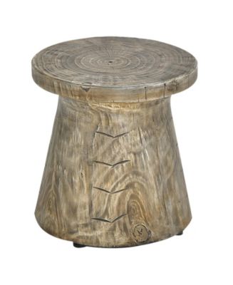 SUGIFT Weather Resident Rock End Table with Wood Grain for Living Room ...