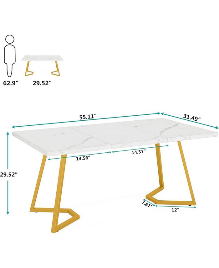 Tribesigns Modern Gold Computer Desk: 55 Inches White and Gold Home ...