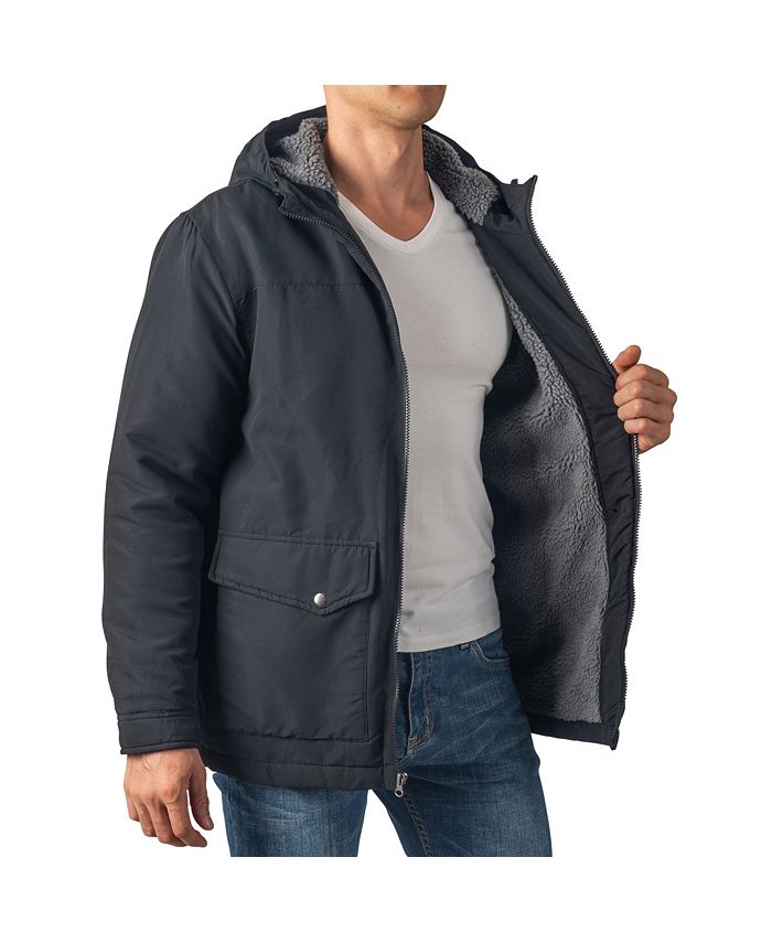 Alpine Swiss Mens Sherpa Lined Parka Hooded Winter Coat Cargo Utility ...