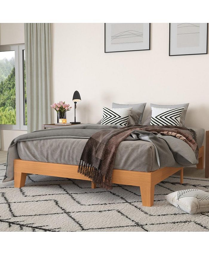 MERRICK LANE Eduardo Platform Bed Frame, Solid Wood Platform Bed Frame ...