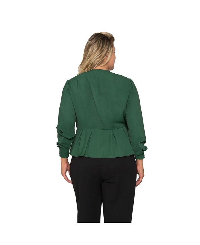 Standards & Practices Plus Size Wrap Tie Long Sleeve Blouse - Macy's