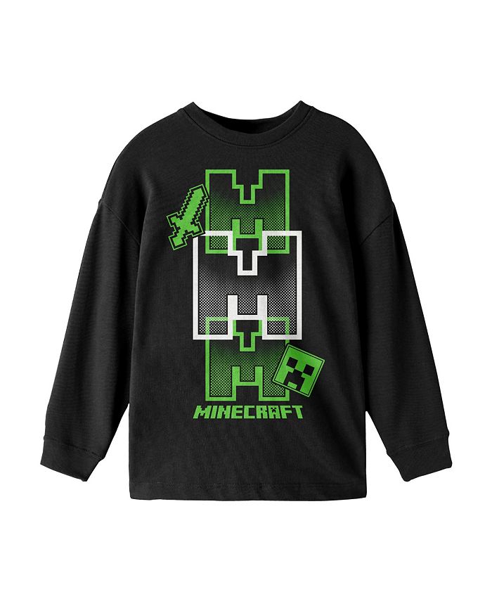 Minecraft Boys Icon Repeated Black Long Sleeve Shirt - Macy's