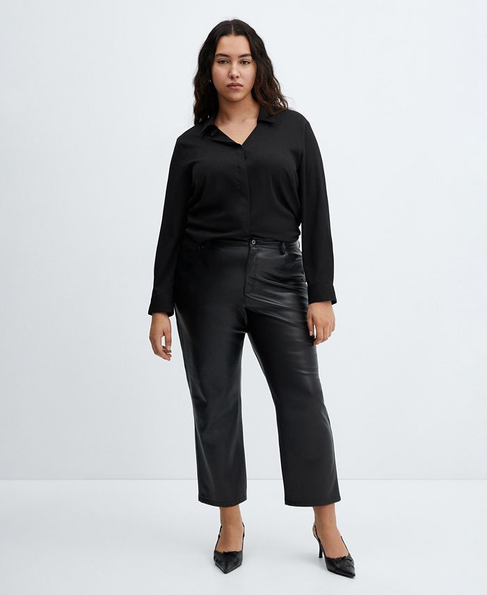 MANGO Women's Leather-Effect Straight Trousers - Macy's