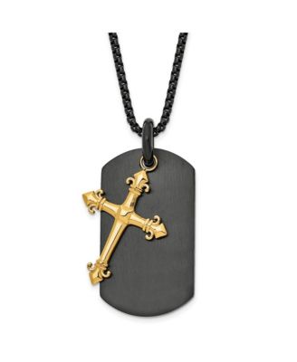 Chisel Black and 2 Piece Cross and Dog Tag Box Chain Necklace - Macy's