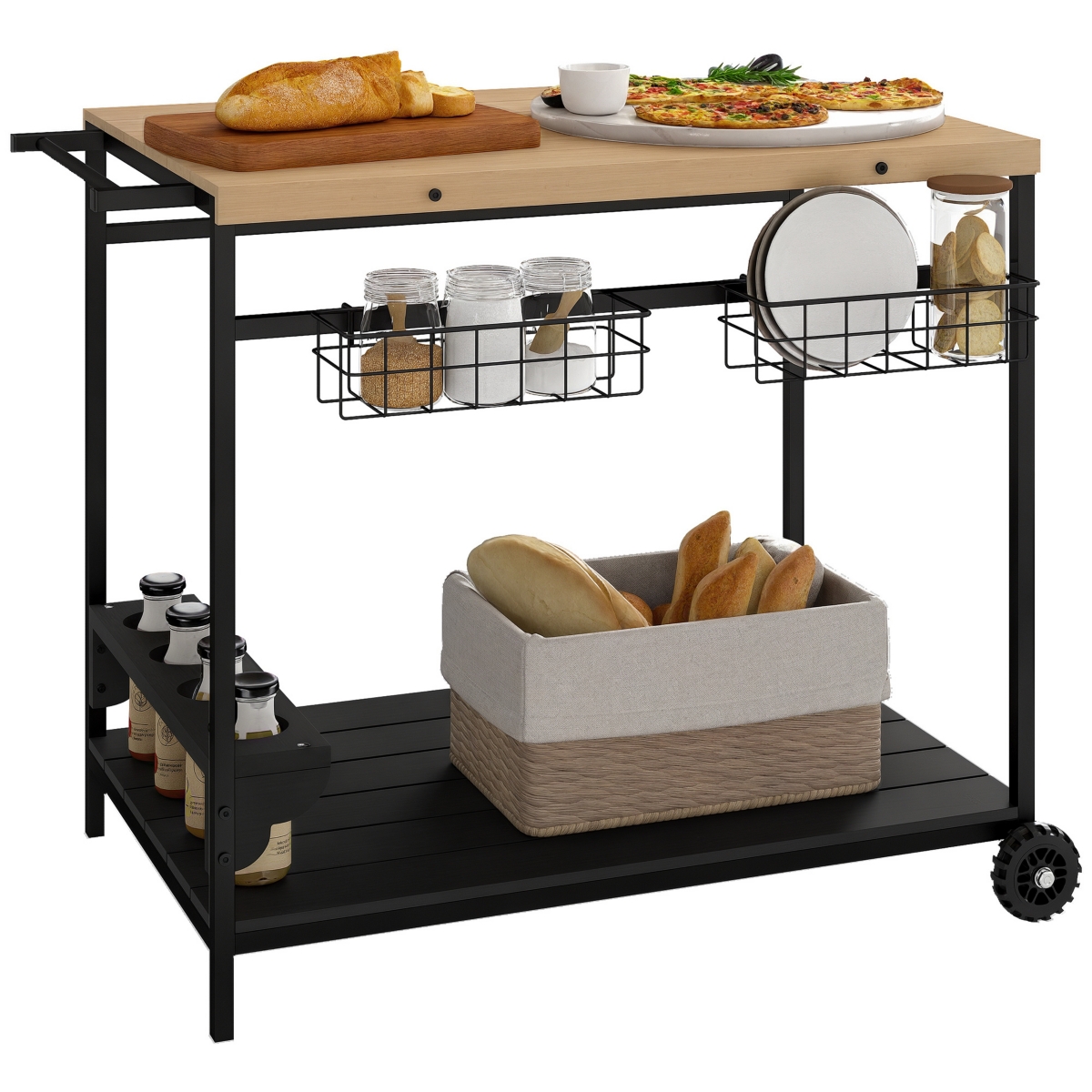 Click here for Outsunny Outdoor Bar Cart Patio Serving Cart with... prices