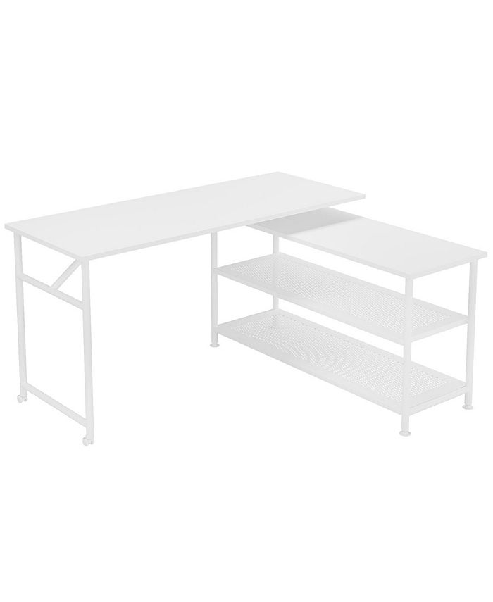 Tribesigns Modern L-Shaped Desk with Storage Shelves, 360°Rotating Desk ...