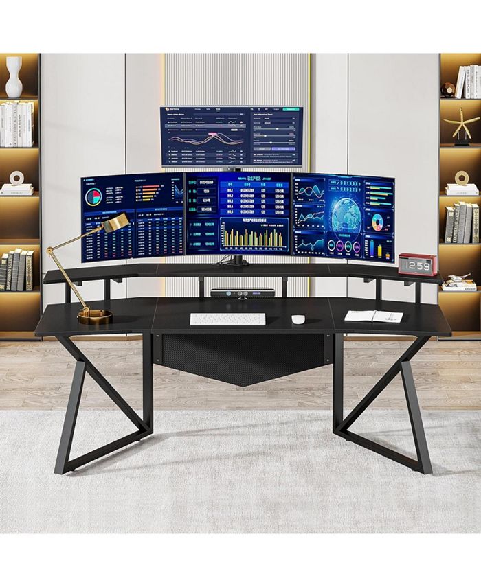 Tribesigns Computer Desk, 70.9" Large Home Office Desk with Monitor ...