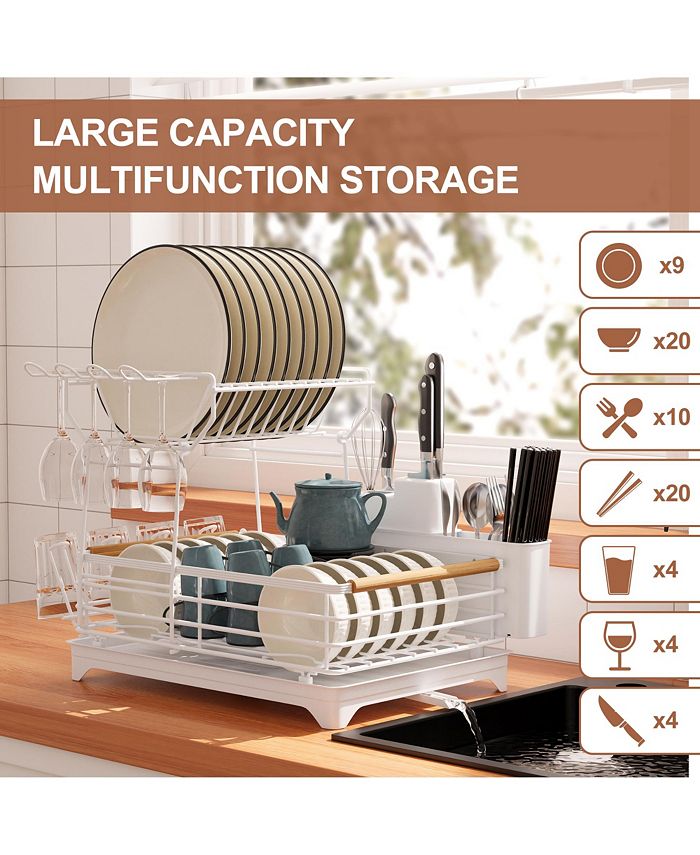 Mega Casa Double-layer Bamboo Dish Rack For Home Kitchen - Macy's