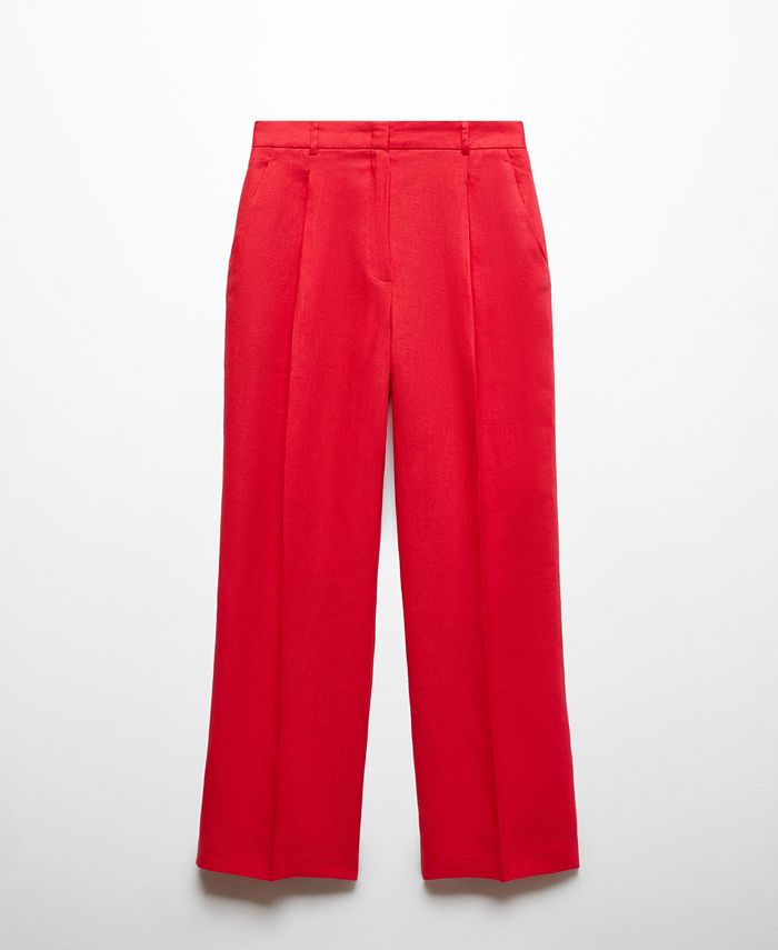 MANGO Women's Straight Linen-Blend Pants - Macy's