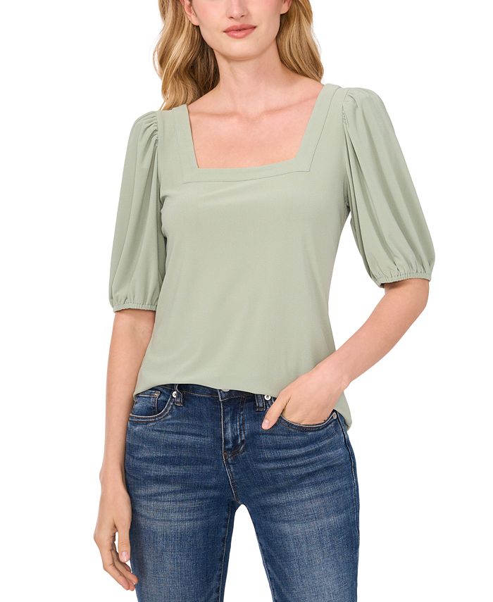 CeCe Women's Square-Neck Puff-Sleeve Blouse - Macy's