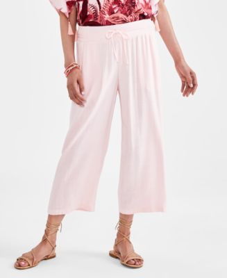 JM Collection Women's Smocked-Waist Cropped Pants, Created for Macy's ...