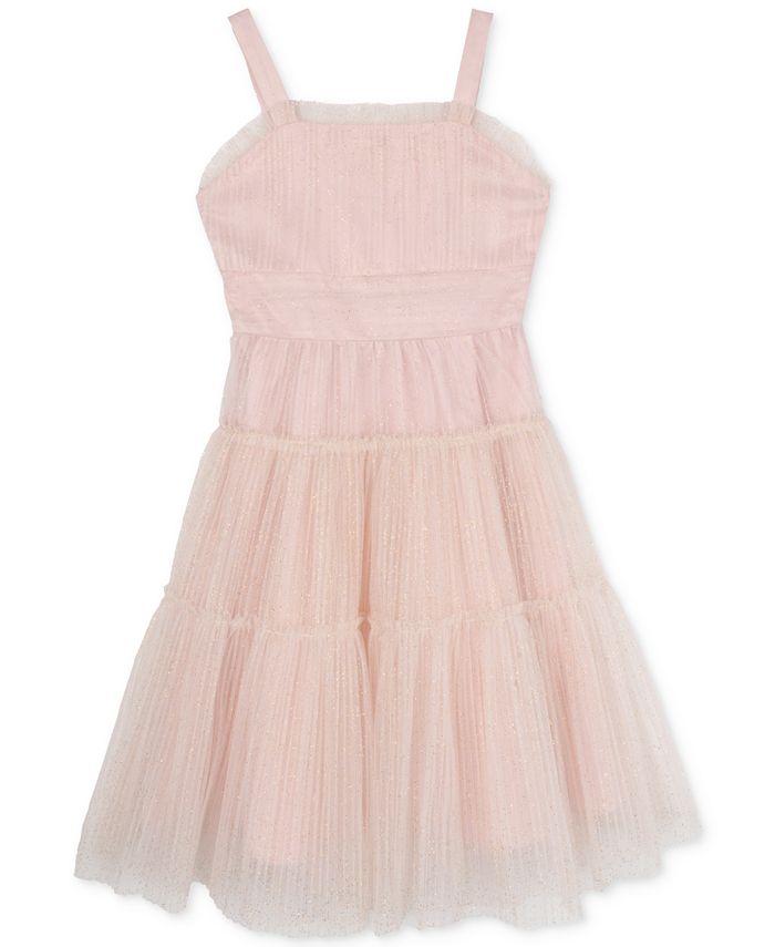 Rare Editions Big Girls Sleeveless Pleated Metallic-Dot Social Dress ...