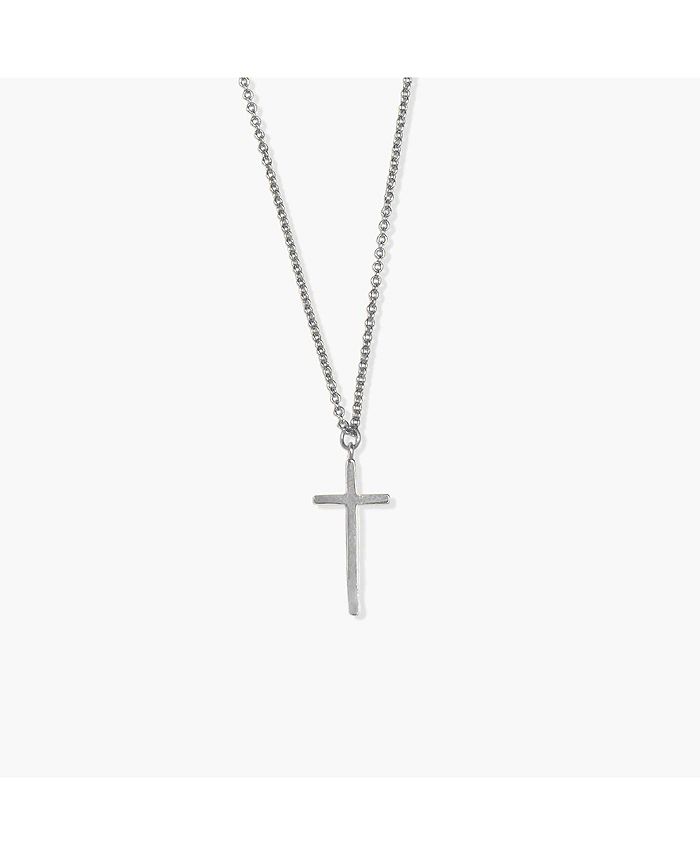 Sanctuaire Silver Thin Long Cross Necklace - Macy's