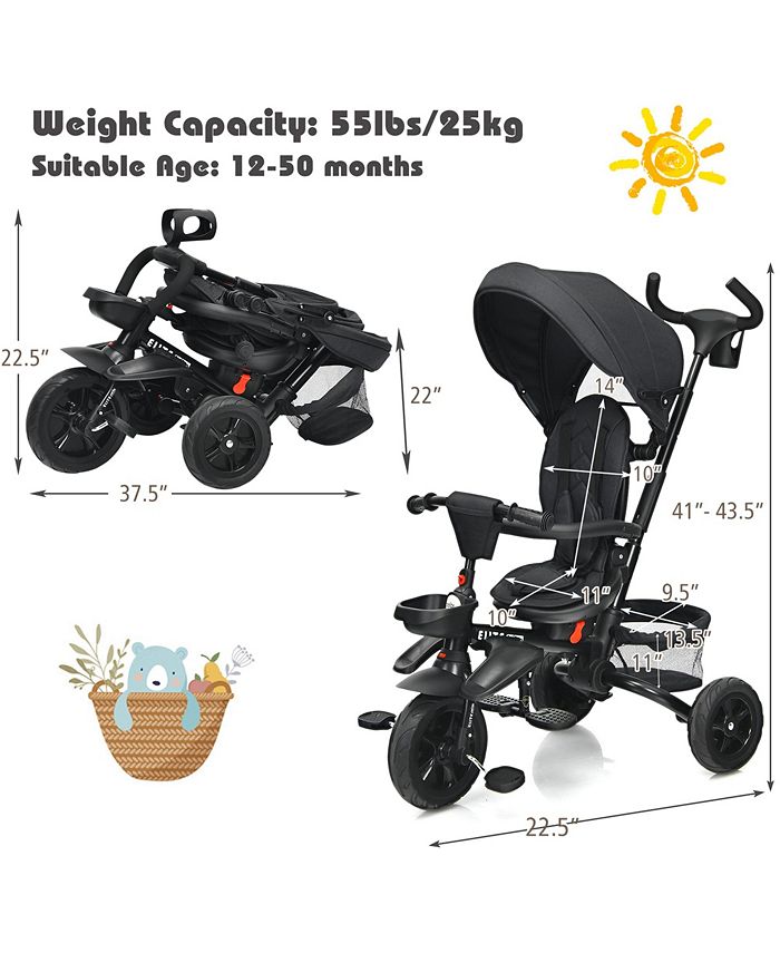 Costway 6-In-1 Kids Baby Stroller Tricycle Detachable Learning Toy Bike ...