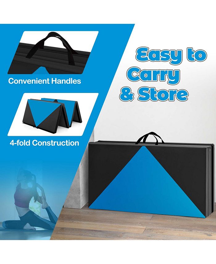 Costway Folding Gymnastics Mat 8' x 4' x 2'' PU Leather Tumbling ...