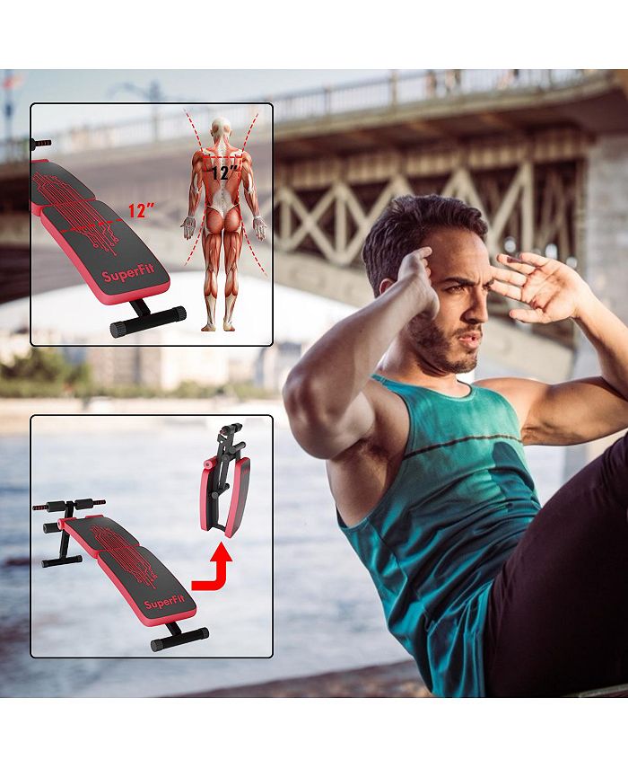 Costway Folding Weight Bench Adjustable Sit-up Board Curved Decline ...