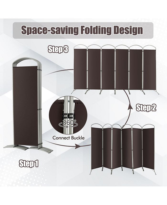 Costway 6 Panels Folding Privacy Screen 6 Ft Tall Fabric Privacy Screen ...