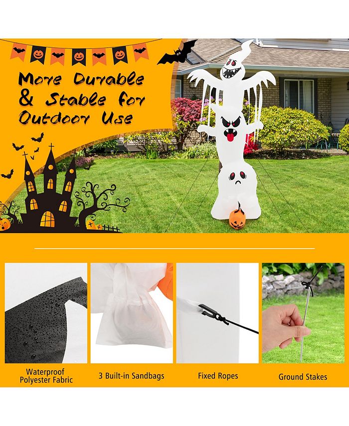 Costway 10 ft Inflatable Halloween Overlap Ghost Giant Decoration w ...