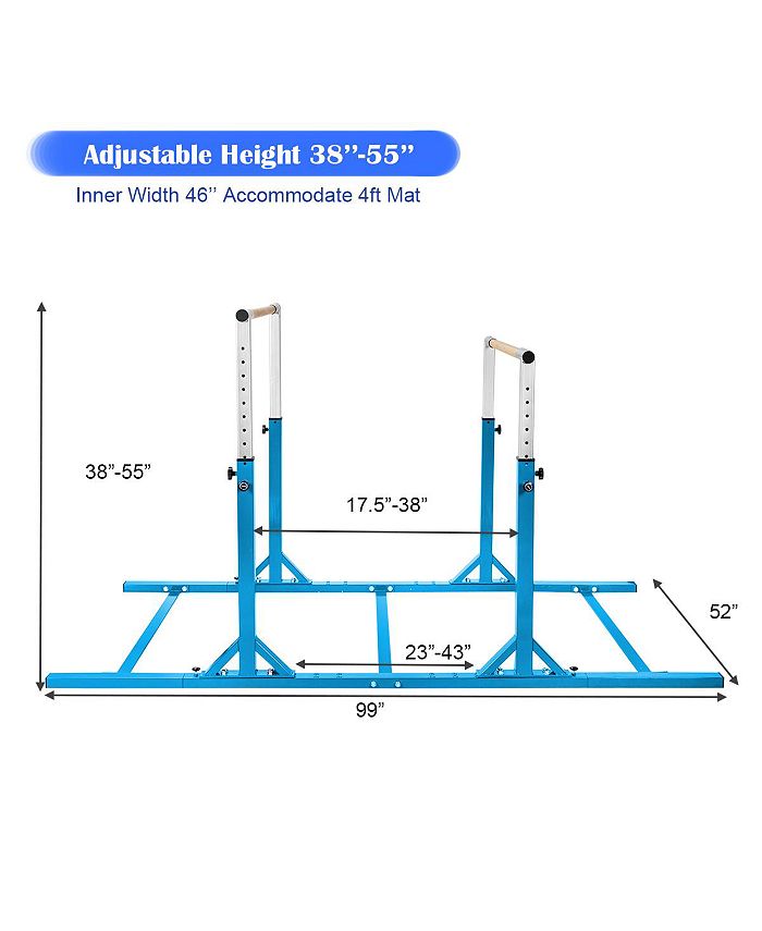 Costway Kids Gymnastics Parallel Bars Double Horizontal Bars Adjustable ...