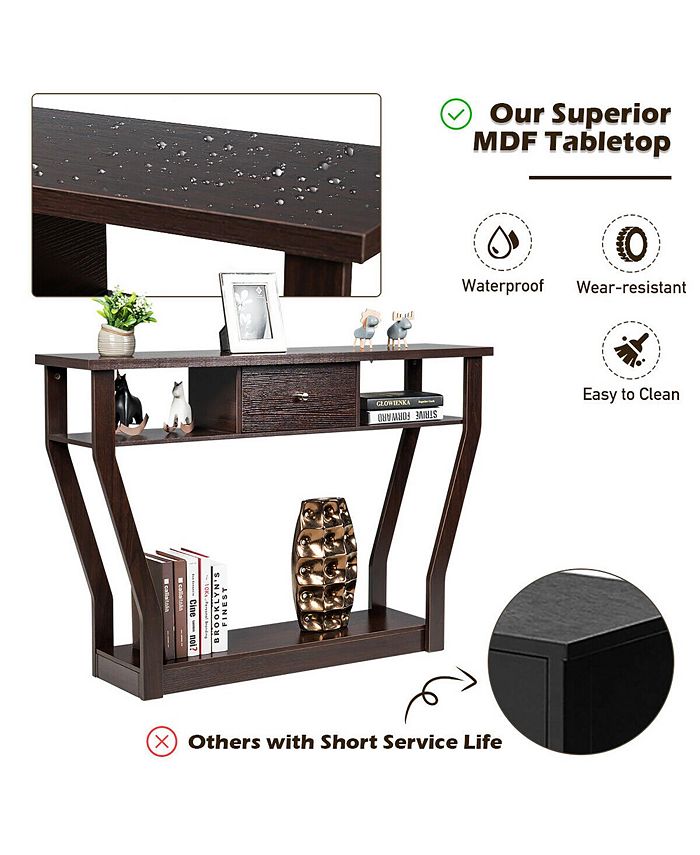 Costway Modern Sofa Accent Table with Drawer Entryway Hallway Hall - Macy's